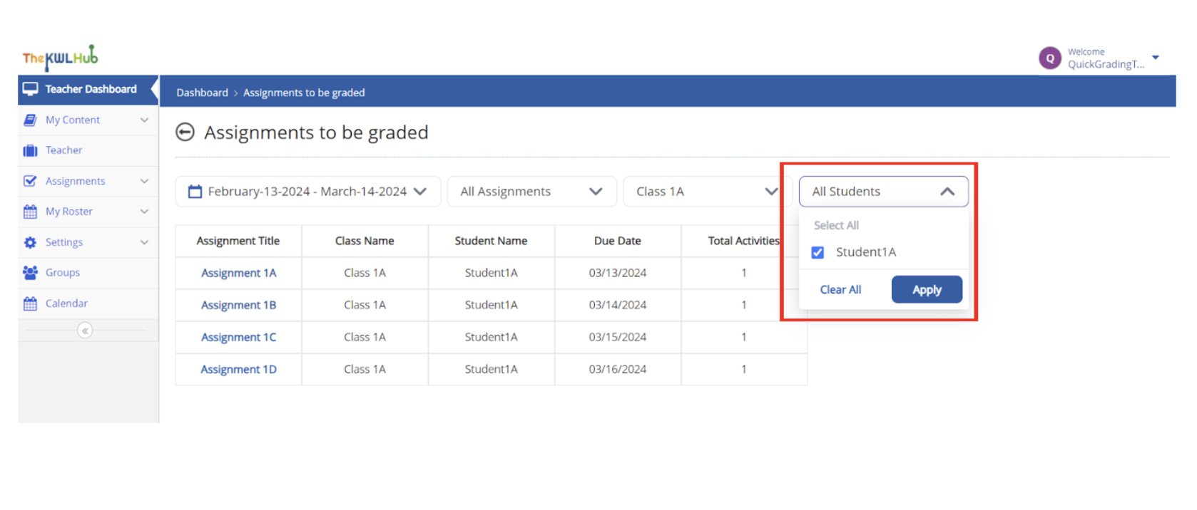 Quick Grading - The KWL Hub