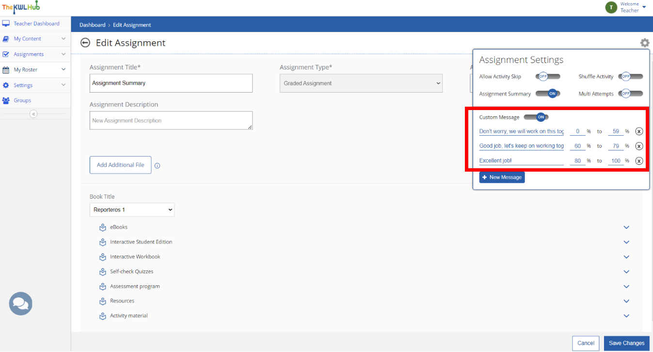 Activity settings – The KWL Hub
